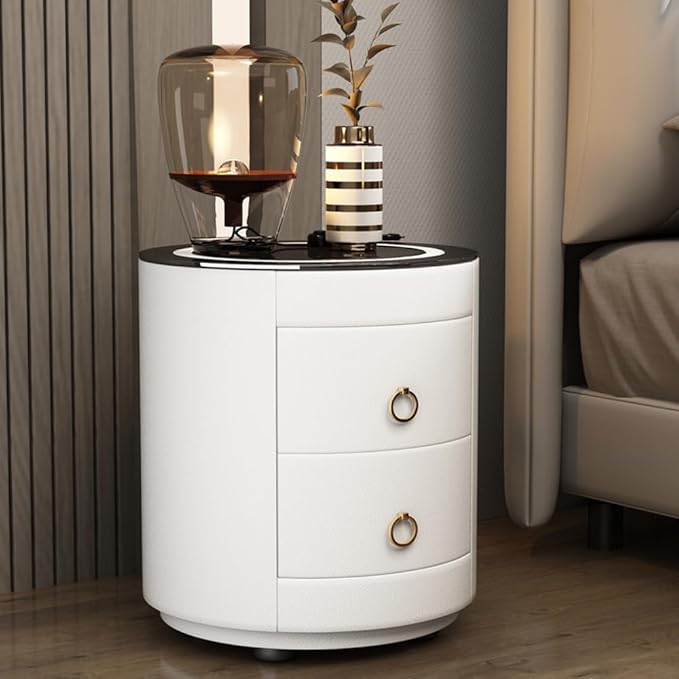 Nightstand Bedside Round Table with Smart Wireless Charging– COOLBABY