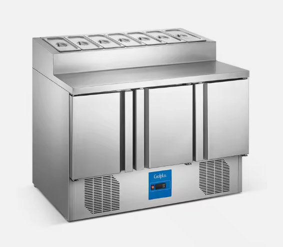 Commercial Display 3 Doors Refrigerator Counter Top Stainless Steel ch ...