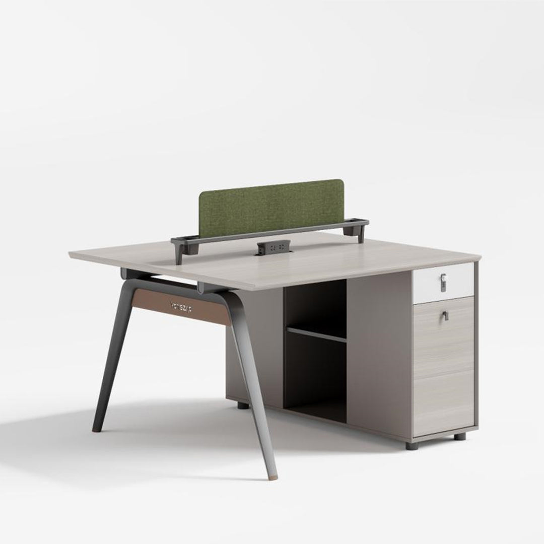 COOLBABY Premium White Oak Office Workstation with HDF Partition Panel