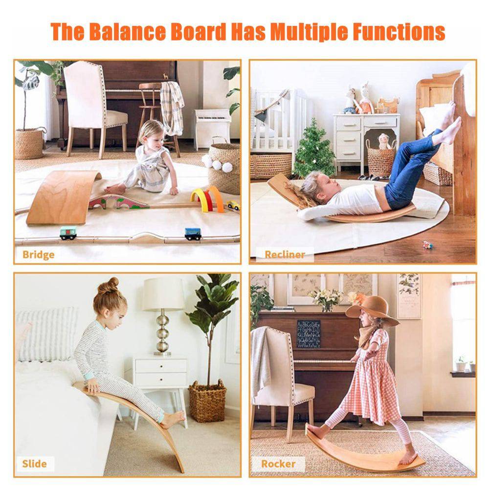 COOLBABY Natural Wood 32 Inch Swing Board Yoga Curve Board