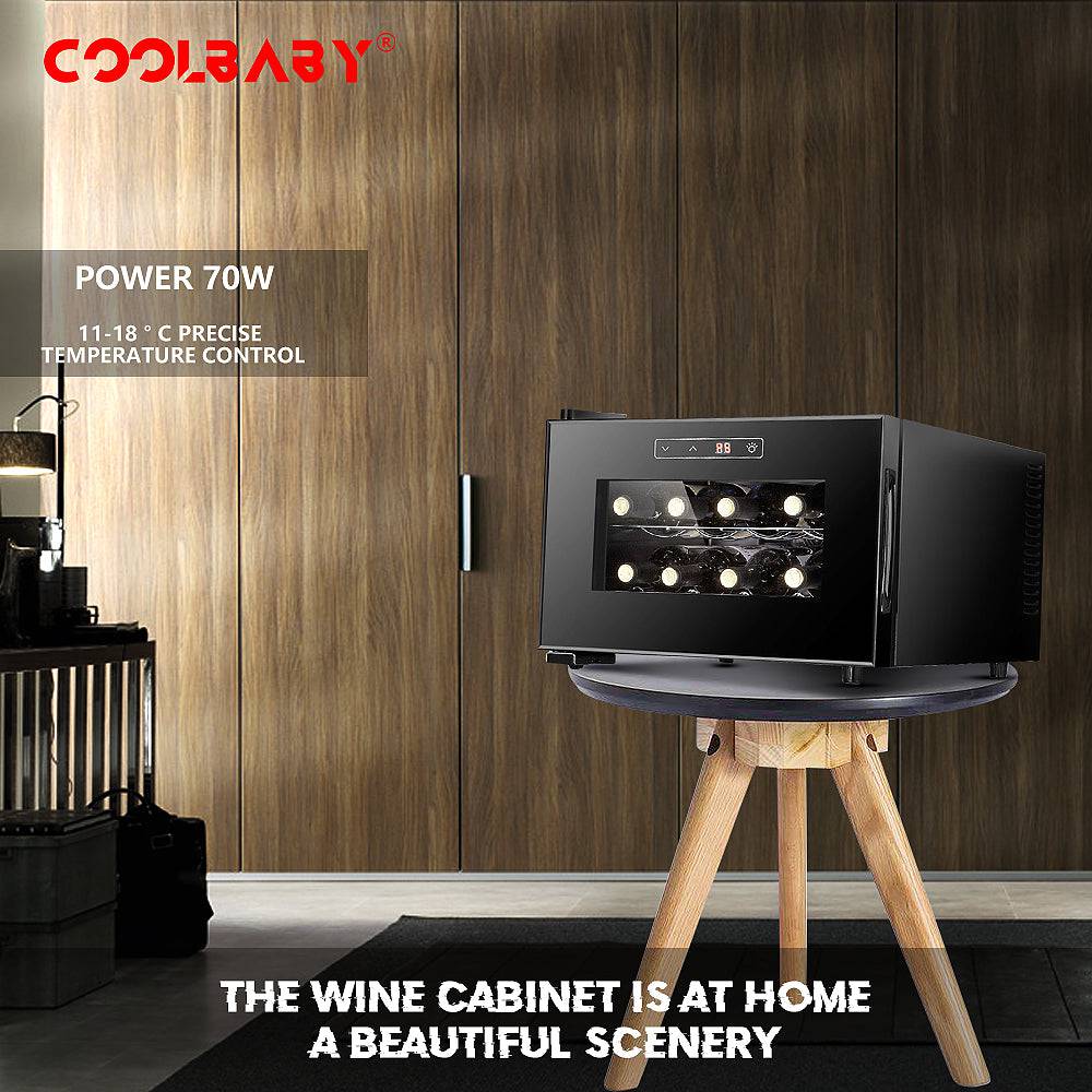 COOLBABY Small Wine cabinet,Mini Constant Temperature Wine Cabinet, 8