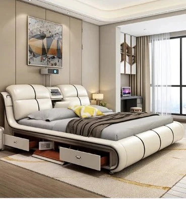 Smart King Size Bed with Projector, Vibration Massage, Bluetooth Speak ...